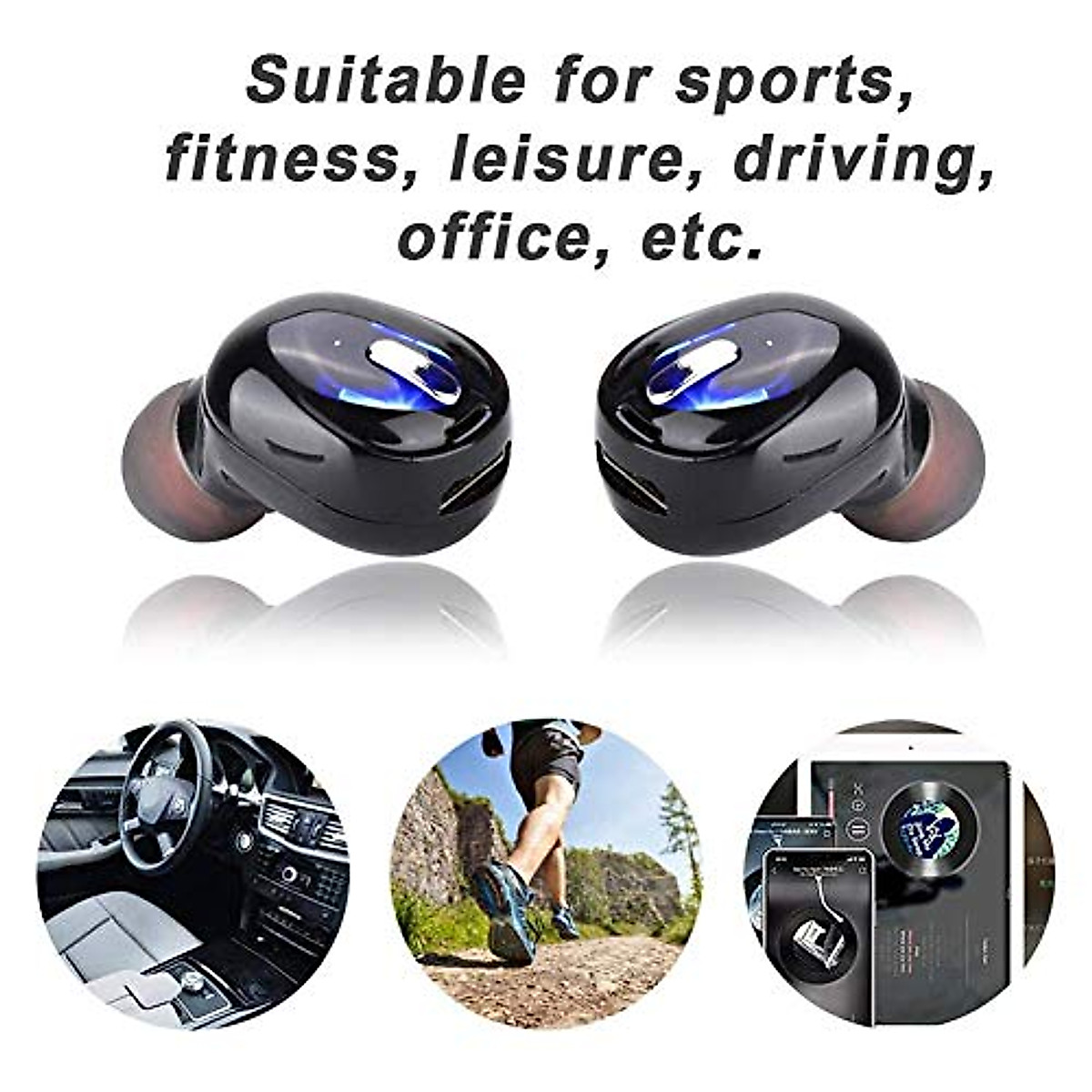 Wireless Ear Buds Wireless Earbuds, Bluetooth Earphone Bluetooth Headset Wireless Headphones, for Sports for Fitness(Black)