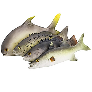 ZENFUN Set of 4 Fake Fish, 11 in Rubber Fishes Plastic Lifelike Sea Fish Set, Pretend Realistic Fake Fishes for Photography Props, Party Display, Kitchen Decor