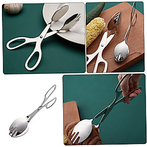 RUNROTOO Salad Holder Salad Tongs Scissor Buffet Salad Tong Catering Serving Tongs Salad Tongs for Serving Salad Tongs Metal Buffet Serving Tongs Food Clip Stainless Steel Mini Cutlery Rack