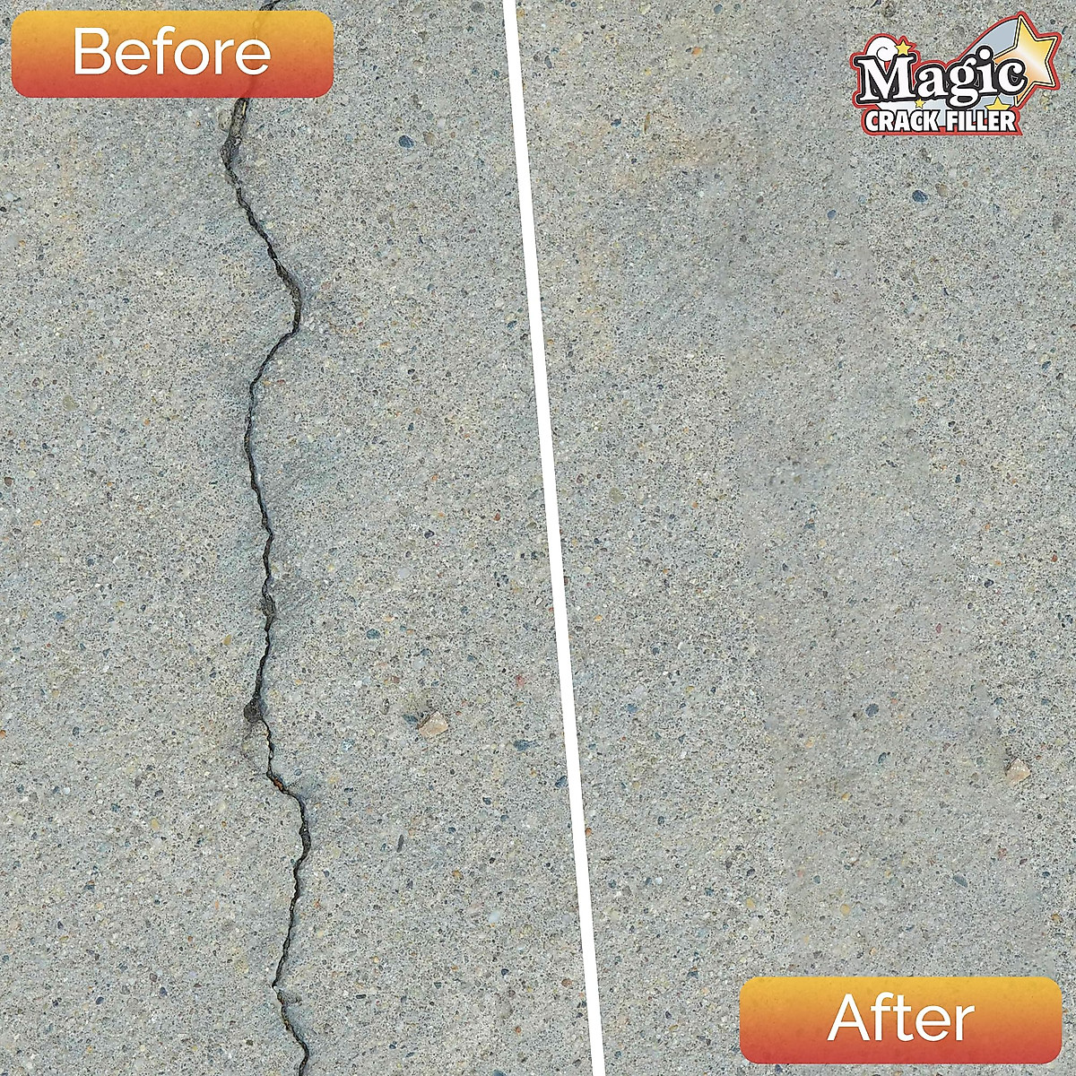 Magic Crack Filler 2LB Concrete Slab Gray, for Filling in Concrete Cracks on Driveways, Walkways and Patios. Installs Easily Dry Granular No Mess and DIY (Gray, 1)