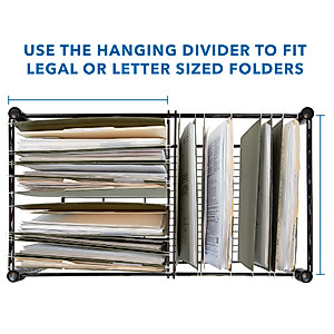 Mount-It! Rolling File Cart with Wheels | Mobile Hanging File Folder Rack | Single Tier with Storage Rack and Locking Casters | Fits Letter and Legal Size Filing Folders | 23" W x 13.5" D x 20" H