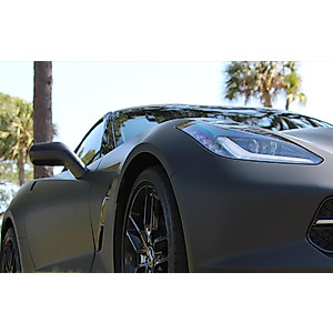 LZLRUN Matte Black Vinyl Wrap Self Adhesive Air Release Bubble - Outdoor Rated for Automotive Use - 12" x 60" Knife + Hand Tool (1FT X 5FT)