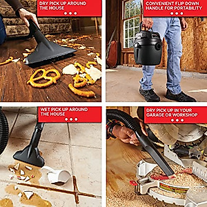 Shop-Vac 2021005, Micro Wet Dry Vacuum, 1 Gallon, 1.25 in Diameter x 4 Ft Hose, 50 CFM, (1 Pack)