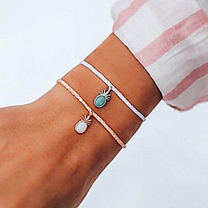 Pura Vida Rose Gold Tropical Breeze Bracelet - Waterproof, Adjustable - Blush