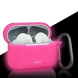 LEFXMOPHY Pink Case Replacement for TOZO NC2, Silicone Heavy Duty Skin Carrying Protective Cover Glow in Dark
