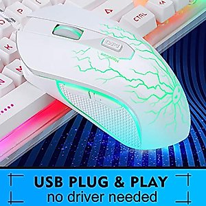 Gaming Keyboard and Mouse Combo, K1 RGB LED Backlit Keyboard with 104 Key Computer PC Gaming Keyboard for PC/Laptop(White)