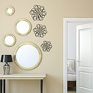 Ferraycle 3 Pieces Metal Wall Art Metal Flower Wall Sculpture Metal Flower Wall Art for Home Bedroom Living Room Bathroom Kitchen Office Garden Hotel Wall Decoration, 3 Sizes (Black)