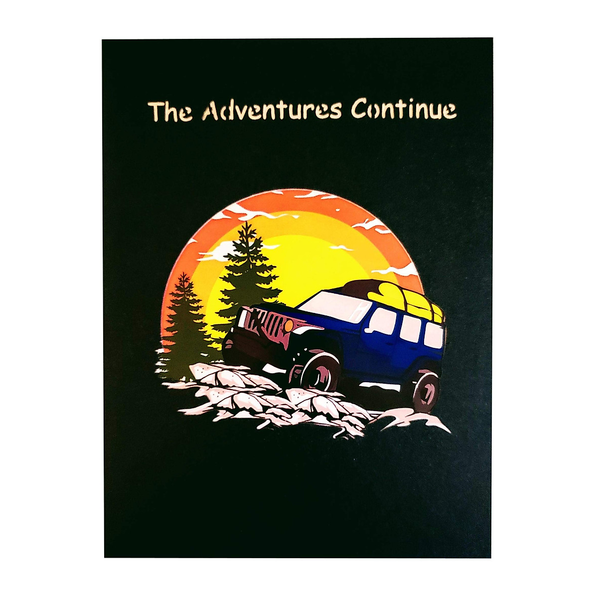 iGifts And Cards Adventure Awaits Jeep 3D Pop Up Greeting Card - Happy Birthday, Congratulations, Fathers Day Gift, Retirement, Exciting, Cool Journey, Cheerful, Fun, Mountain, New Journey