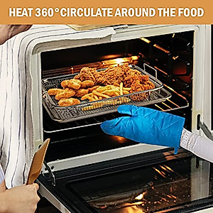 2 Piece Air Fryer Basket for Oven,Stainless Steel Oven Crisping Baskets & Tray Set 12.8 x 9.6 Inch, Air Fryer Basket Rack Oven for Non-Stick & Healthy Cooking (Sliver)