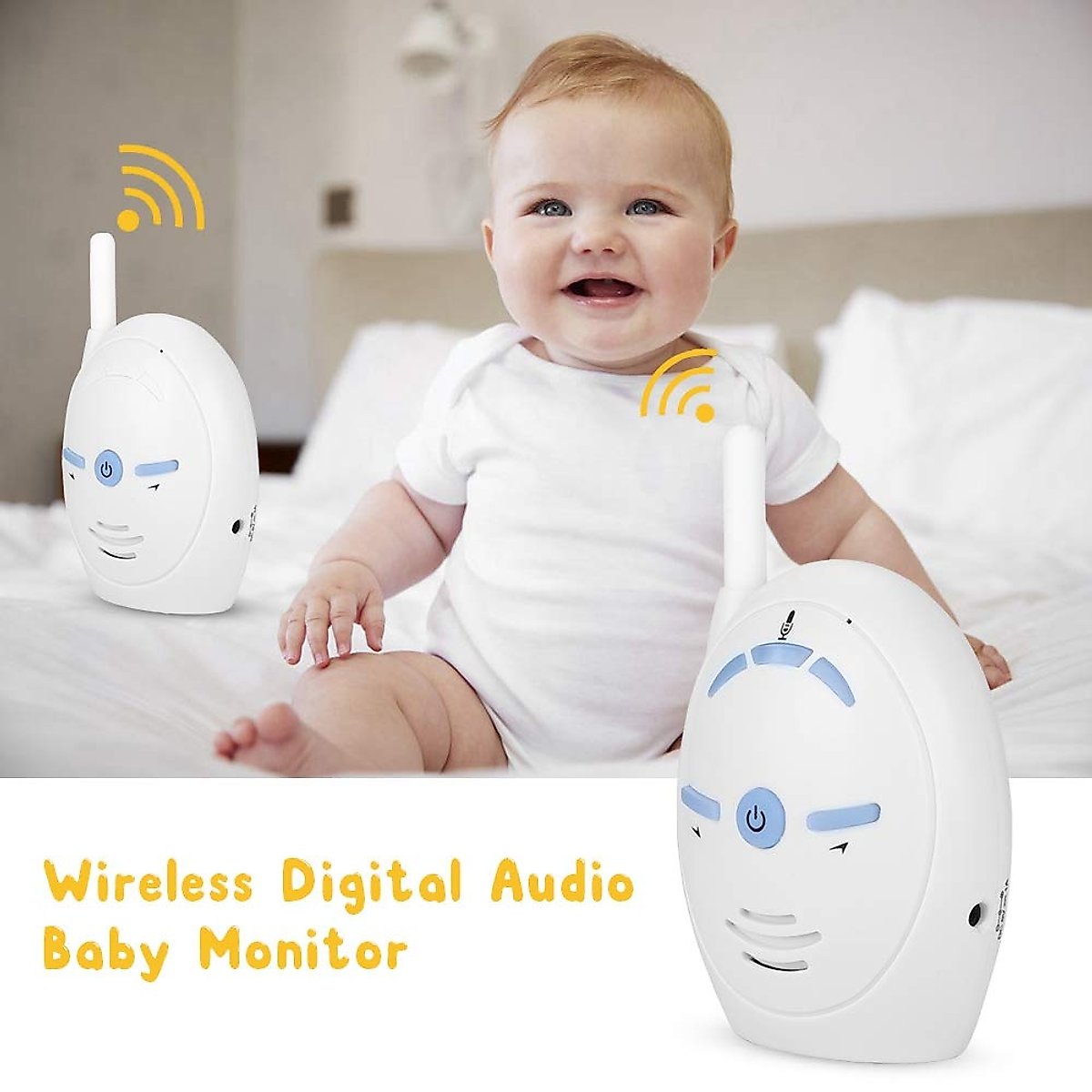 Bewinner Digital Audio Baby Monitor, 2.4Ghz Nanny Intercom Electronic Alarm Monitor,Support Two-Way Talk and Audio Monitoring,Plug and Play,Audio Monitor Range up to