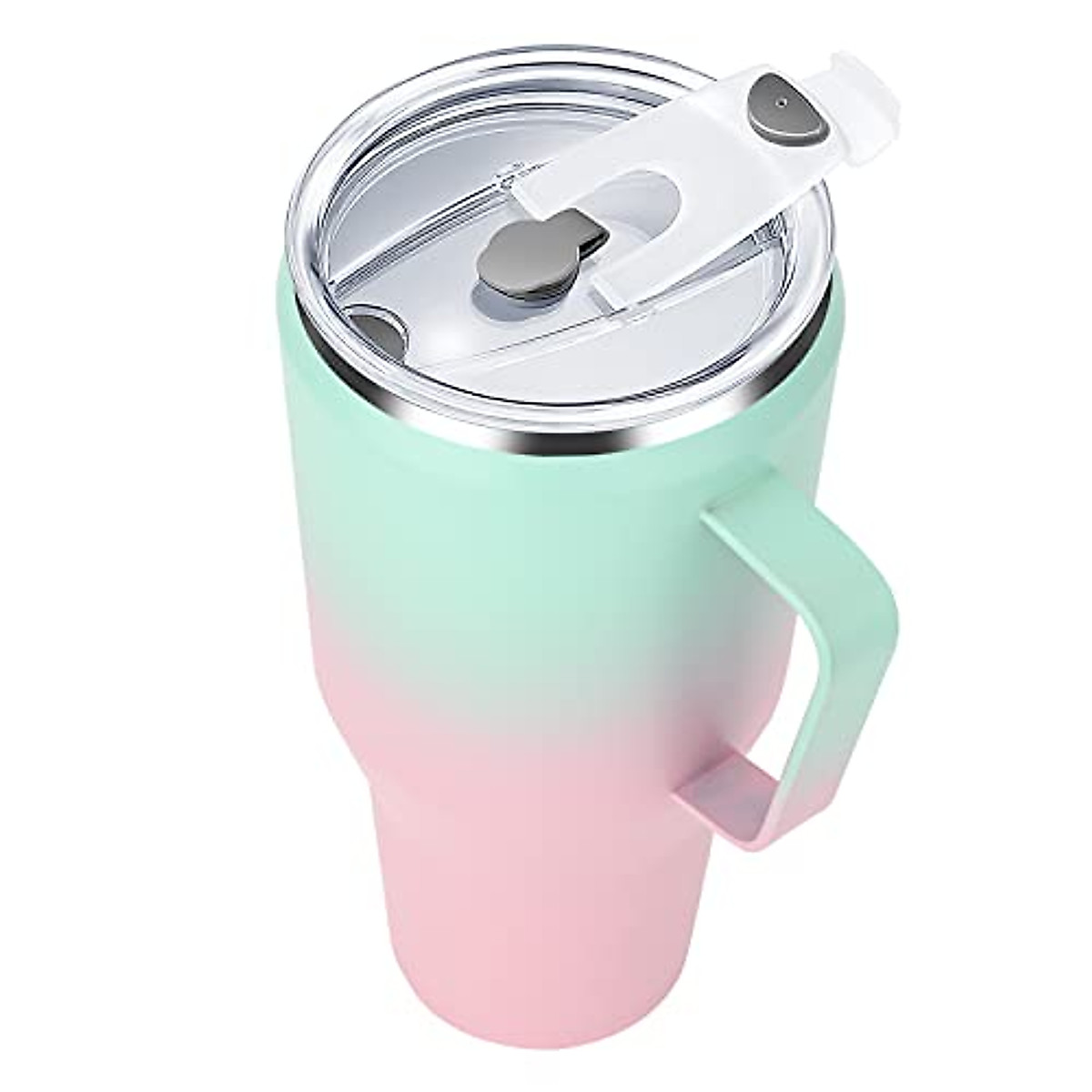 Zenbo 40 oz Tumbler with Handle - Stainless Steel Vacuum Insulated Cup with Lid and Straw, Keeps Drinks Cold up to 34 Hours - Sweat-Proof Body, Dishwasher Safe