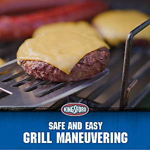 Kingsford Grill Tools Stainless Steel BBQ Spatula with Red & Black Handle| Classic Grill Spatula | Stainless Steel Grilling Tools Spatula| Kingsford Spatula for BBQ Grilling