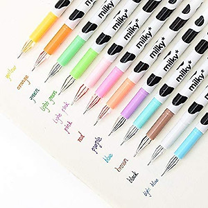 NYKKOLA Diamond Cute Gel Pen Milky Cow Pens,12PCS 0.35mm Extra-Fine Ballpoint Pen Perfect for Office School Supplies Gifts for Boys Girls(Milk 12 Pcs)