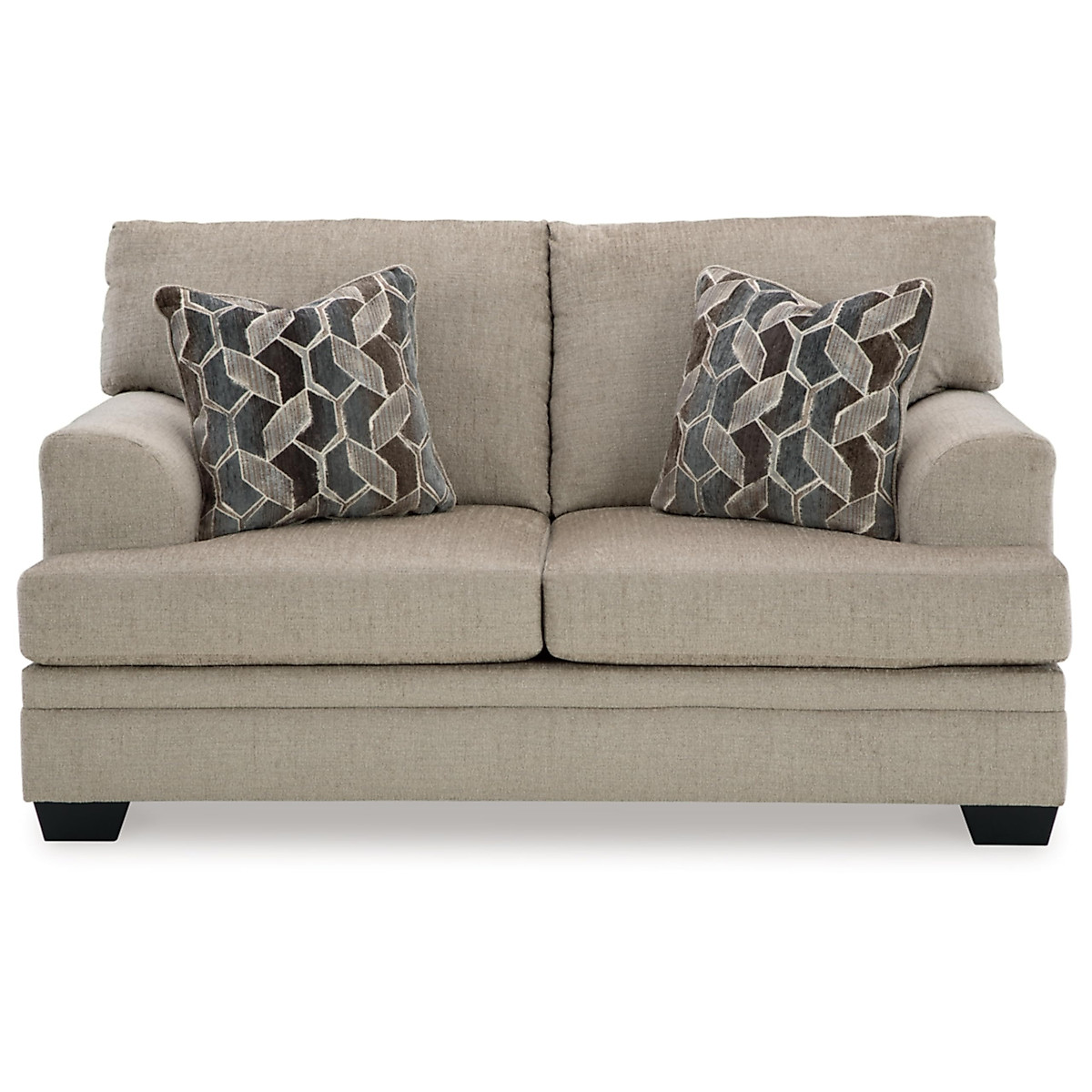 Signature Design by Ashley Stonemeade Casual Loveseat with 2 Toss Pillows, Light Brown