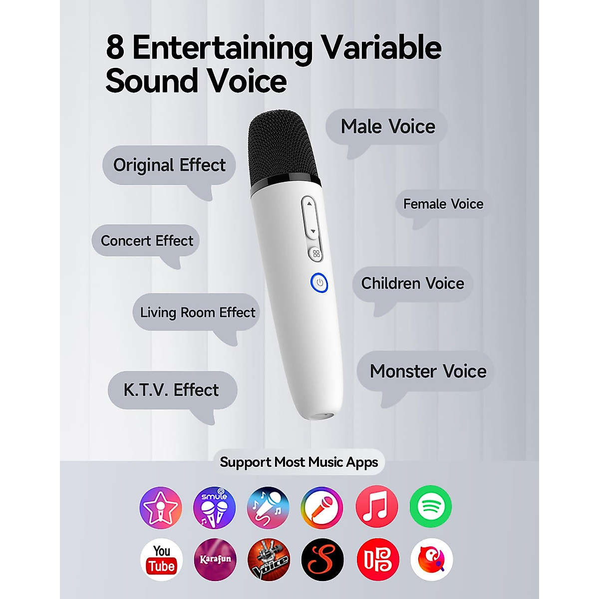 Handheld Microphone for iPhone, Rechargeable Bluetooth Microphone Wireless with 3.5mm Aux Jack Receiver, Car Karaoke Duet Mic with Portable Case for Adults Outdoor Party, Car Travel (2 Mics+1 Case)