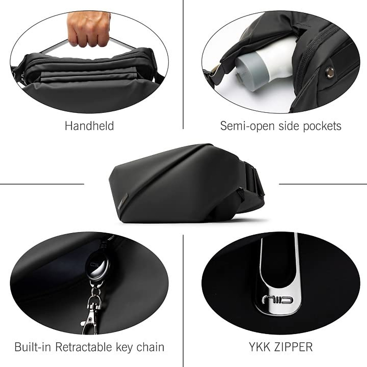 NIID R0 Leisure Sling Bag Shoulder Backpack Waterproof Quickly Removable Lightweight Chest Bag Casual Crossbody Bag for Men Women, Black