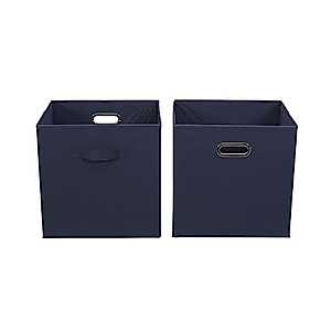 Household Essentials, Navy 2 Pack Open Storage Bins with Dual Handles, 13 x 12 x 13