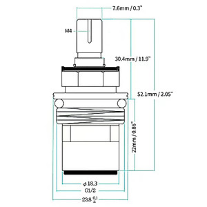 Ceramic Valve Cartridge Replacement for K-GP77006-RP, Cold Water Cartridge Compatible with Kohler Two-Handle Faucet, Brass Faucet Cartridge with Spline Adapter for Kitchen and Bathroom (Cold)