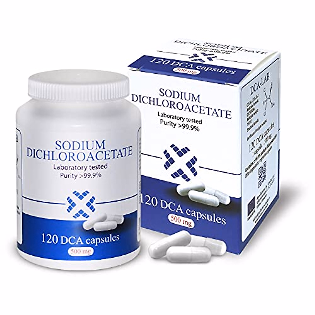DCA - Sodium Dichloroacetate 500mg - Purity >99.9%, Made in Europe, by DCA-LAB, Certificate of Analysis Included, Tested in a Certified Laboratory, Buy Directly from Manufacturer, 120 Capsules