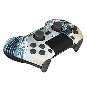 eXtremeRate The Great Wave Decade Tournament Controller (DTC) Upgrade Kit for PS4 Controller JDM-040/050/055, Upgrade Board & Ergonomic Shell & Back Buttons & Trigger Stops - Controller NOT Included