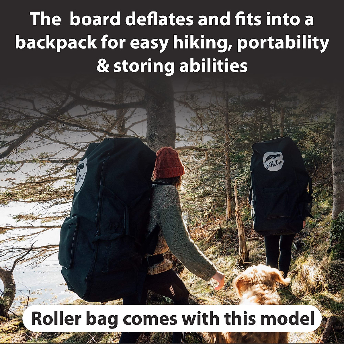 Seacow Darkside PRO ISUP Paddle Board Kit - Ultra Light Inflatable SUP - Everything Included with Standup Paddleboard (Black/Grey)