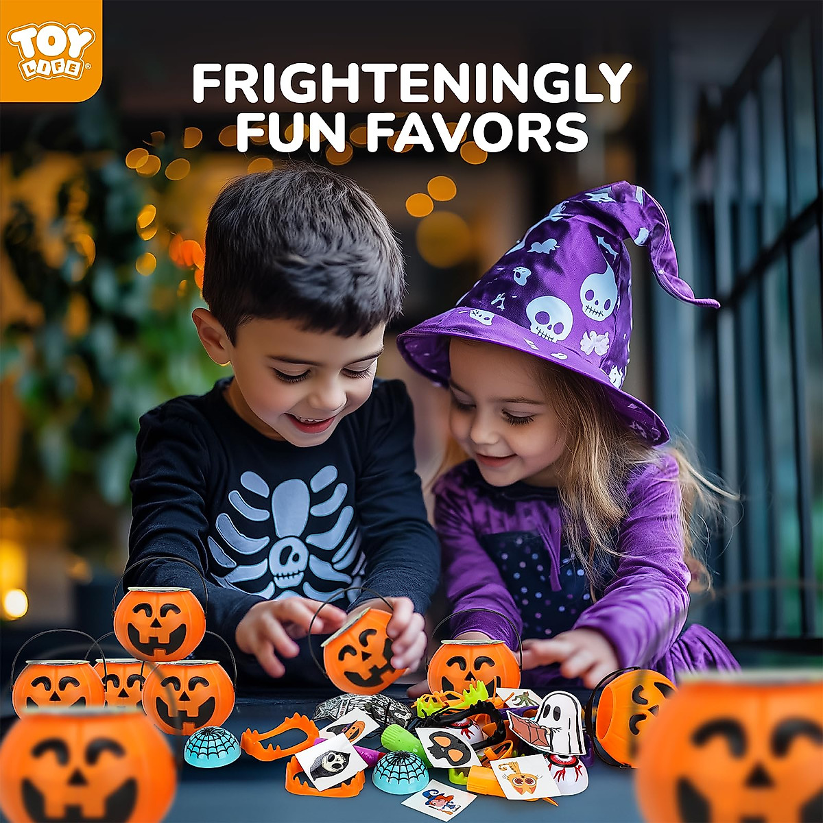 TOY Life Halloween Toys Prefilled Pumpkins Buckets Halloween Party Favors for Kids Bulk, 162Pcs Halloween Pinata Stuffers Halloween Bucket Goodies Bag Halloween Prizes Trick or Halloween Treats