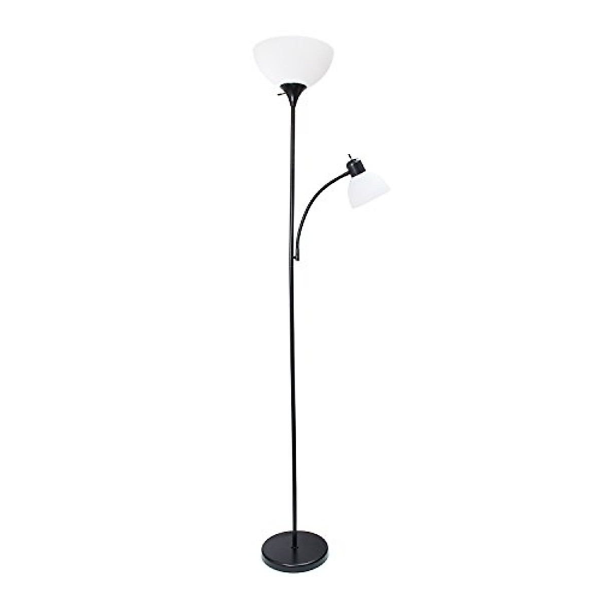 Simple Designs Home LF2000-BLK Mother-Daughter Floor Lamp with Reading Light,Black & Sylvania LED Light Bulb, 60W Equivalent A19, Efficient 8.5W, Medium Base, 800 Lumens, Bright White 4 Pack (79704)