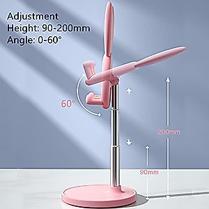 SOARCHICK Portable Cell Phone Stand for Desk Cute Bunny Height Angle Adjustable Tablet Phone Desktop Stand Holder Riser Compatible with iPhone, iPad, Tablets, Kindle, Switch, Smartphones (Pink)