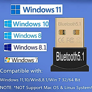 USB Bluetooth Adapter for PC, Warmstor Bluetooth 5.1 Dongle Receiver Support Windows 11/10/8.1/8/7 for Desktop, Laptop, Bluetooth Headsets, Speakers, Keyboard, Mouse, Printer