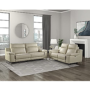 Lexicon Ezra Genuine Leather Power Reclining Sofa, Beige
