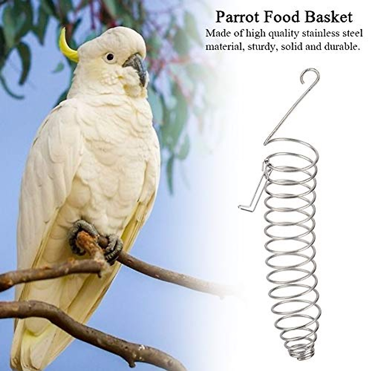 Stainless Steel Pet Bird Feeding Perch, Parrot Feeding Tools Vegetable Fruit Feeding Basket Holder Cage Accessory
