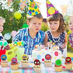 Superhero Cupcake Topper Birthday Party Favor, Superhero Cup Cake Decorations Supplies Finger Rings Gift for Anime Fans Kids (Superhero)