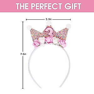 LINLULU Birthday Crown Headbands for Toddlers Girls - 2nd to 6th Birthday Crown, Princess Crown for Girls, Princess Tiara, Flower Crown Headbands for Birthday Girls (3rd birthday headband)