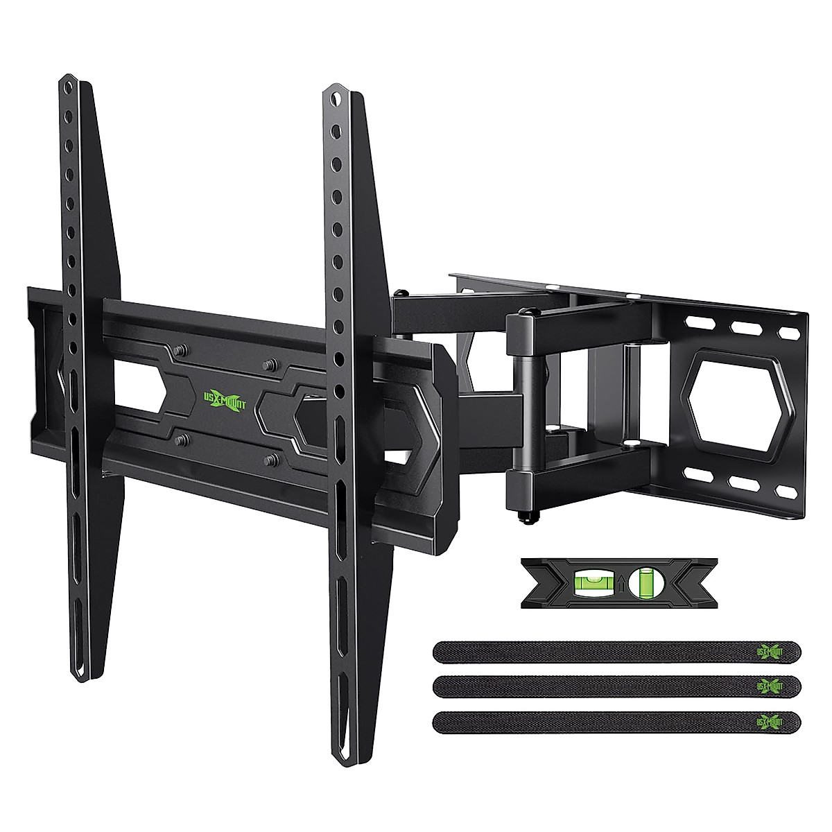 USX MOUNT Full Motion TV Wall Mount for Most 32-65 inch Flat Screen/LED/4K TVs, Swivel/Tilt TV Mount Bracket with Articulating Dual Arms Max VESA 400x400mm, Holds up to 110lbs, for 16" Wood Stud.