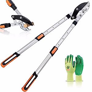 Colwelt Extendable Anvil Loppers, Branch Cutter with Compound Action, Chops Thick Branches Ease, 27-41'' Heavy Duty Telescopic Ratchet Anvil Loppers, 2 Inch Clean Cut Capacity