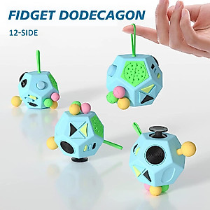 Fidget Dodecagon –12-Side Fidget Toys Cube Relieves Stress and Anxiety Anti Depression Cube for Children and Adults (B3 Blue Sky)