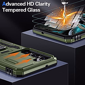 GOLDJU for Samsung Galaxy S23 Case, [4 in 1] Galaxy S23 Case with [2P Tempered Glass Screen Protector] & [Metal Ring Kickstand] Rugged Full-Body Protection Case for Samsung S23 6.1'' (Green)