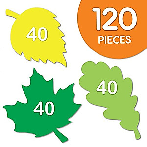 FreshCut Crafts | 120 Pieces Spring Leaf Paper Cutouts with IDEA GUIDE, 2-Sided US Made Card Stock Punch Out Maple Oak Birch Leaves for Bulletin Boards, Classroom Decor, and Posters