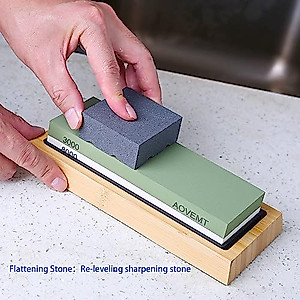 Knife Sharpening Stone Set, Aovemt Whetstone Coarse to Polished Finishes 4-Sided 400/1000 3000/8000 Grit wet stone, Axe Sharpening Stone, Leather Strop, Stropping Compound, Flattening Stone, ect.