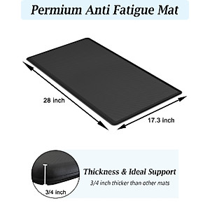Artnice Anti Fatigue Mat Standing Desk Office One Piece,0.75" Memory Foam Kitchen Mats for Standing,Standing Mat for Standing Desk for Floor, Office, Sink(17.3" x 28")