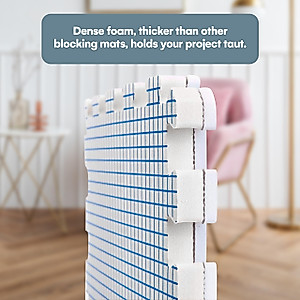 KnitIQ Crochet Blocking Board - Pack of 9 Interlocking Blocking Mats for Knitting and Crochet Accessories, 0.75 Inch Thick, 14 x 13 Inches - Includes 100 T-Pins and Storage Bag for Needlework