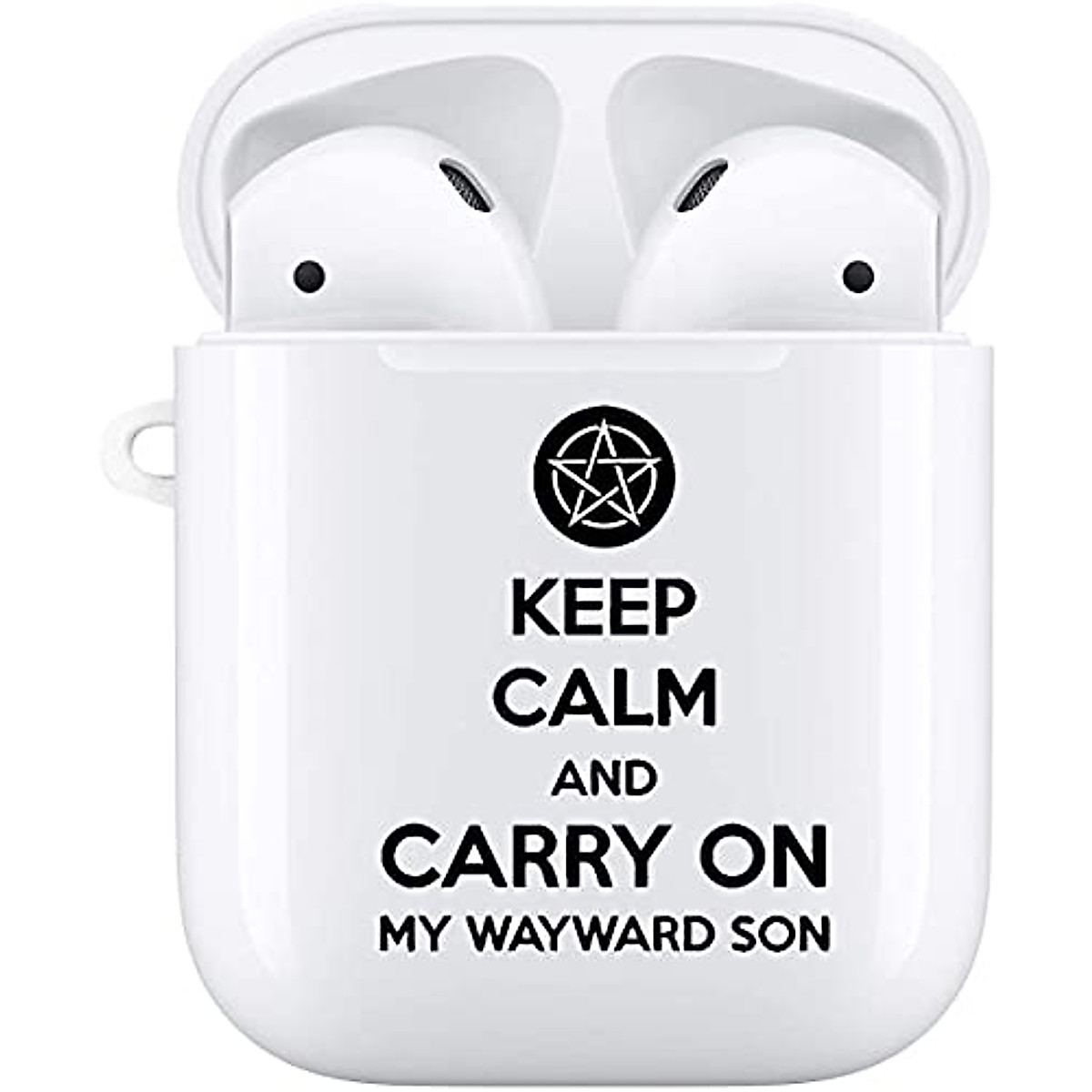 Jaustee Supernatural AirPods Case,Protective Cover Skin White Premium Hard Shell Airpod Accessories Compatible with Apple AirPods 2 1 (White1)