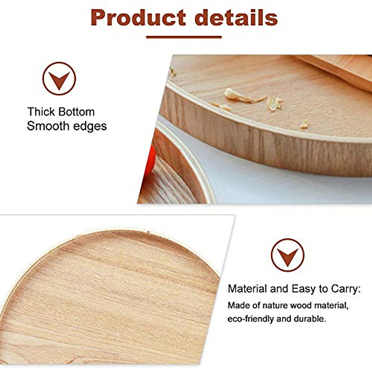 Wooden Serving Tray,Round Wood Plate Platter Catchall Tray Cheese Plates Coffee Tea Serving Tray Fruit Platters Party Dinner Plates Sour Candy Tray Wood Natural Round Serving Tray