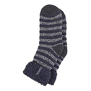 Heat Holders Mens Luxury Cozy Soft Fleece Lined Fluffy Bed Socks for Sleep (Charcoal Stripe (Olwen), 7-12)