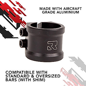 ROOT INDUSTRIES Lithium Double Clamp - Pro Trick Stunt Scooter Clamp - Compatible with Freestyle Bars Standard/Oversized - Variety of Colors - 2 Bolt 6mm Compression for Kick Push Scooter (Black)