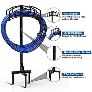 Kesfitt Garden Hose Holder,Detachable Water Hose Holders Freestanding,Heavy Duty Metal Hose Stand Hose Hanger Garden Hose Storage Rack for Outside Lawn Yard