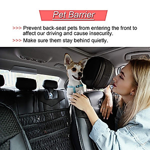 NEOUZA Car Mesh Organizer, Seat Back Net Bag, Barrier of Back seat Front Seat Pet Kids, Cargo Tissue Purse Holder, Driver Storage Netting Pouch SUV Minivan Pickup Truck Drive Safe (3-Layer)