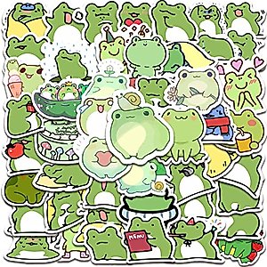 50 Pieces Frog Stickers Cartoon Vinyl Waterproof Stickers for Laptop,Guitar,Motorcycle,Bike,Skateboard,Luggage,Phone,Hydro Flask, Gift for Kids Teen Birthday Party
