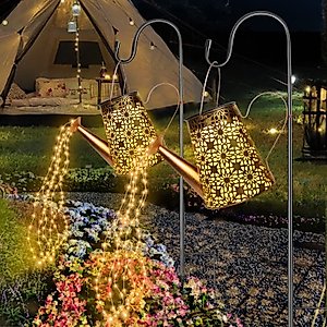 Solar Watering Can Lights,Solar Outdoor Lights,Outdoor Hanging Waterproof with 90Led String Lights,Decorations for Lawn,Backyard,Patio,Chrismas,Retro Metal Lights for Gifts for Mom Women Birthday