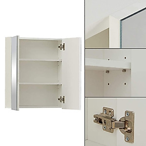 CLIPOP Bathroom Wall Cabinet Medicine Cabinet, Wall Mounted Bathroom Mirror with Storage Mirror Cabinet with 1 Doors and Adjustable Shelf, Over The Toilet Space Saver Storage Cabinet, White